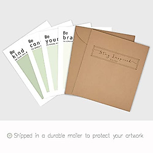 Sage Green Wall Art Office Decor, Inspirational Wall Art for Bedroom | Home Office | Classroom, Positive Motivational Affirmations Quotes Poster, Minimalist Botanical Aesthetic Room Decor Prints for Woman Men Kids, 8x10 Unframed,4PCS