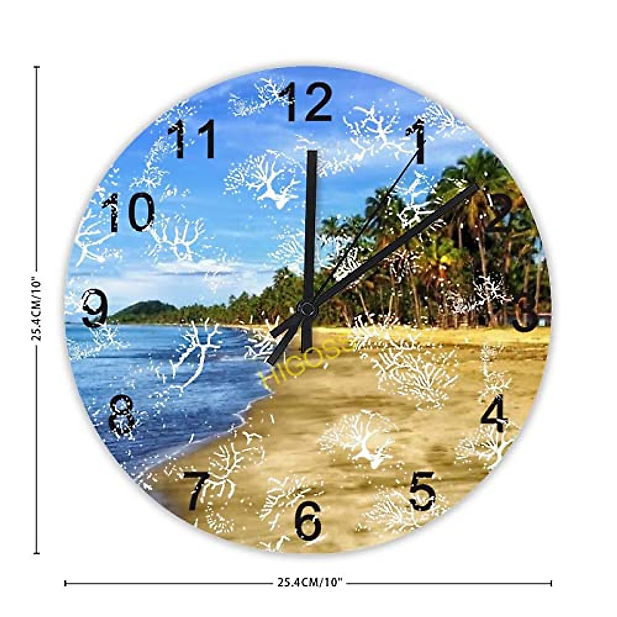 HIGOSS Japan Fuji Wall Clock, Silent Non Ticking Round Rustic Farmhouse Decor,Wooden Wall Clock Round Easy to Read for Home Office School Clock, 10 Inch