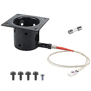 Unidanho Black Porcelain-Enameled Fire Burn Pot and Hot Rod Ignitor Kit Replacement Parts for Traeger and Pit Boss Pellet Grill with Screws and Fuse