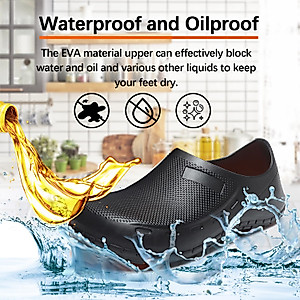 JSWEI Chef Shoes for Men Nonslip Water Proof Clogs Comfortable Shoes for Gardener Indoor and Outdoor for Kitchen Office Zapatos de Cocina para Hombres Black 11.5