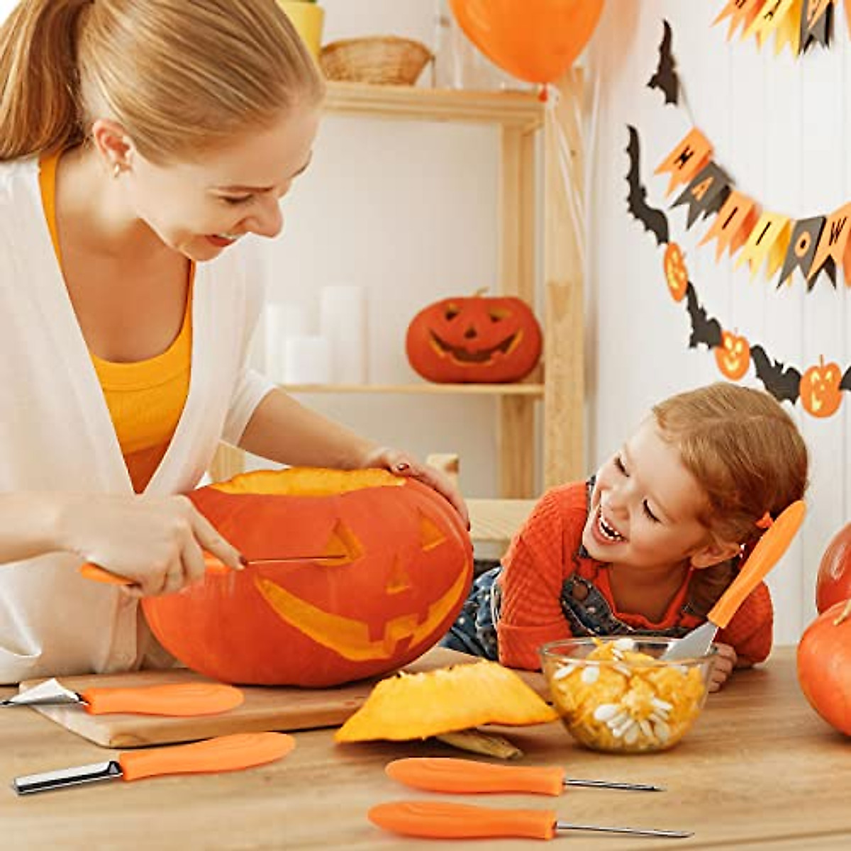 Kalafun Pumpkin Carving Kit, Pumpkin Carving Tools Halloween Heavy Duty Stainless Steel Pumpkin Carving Set 6 pcs