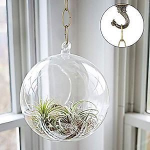 OOTSR Metal Ceiling Hook, Heavy Duty Ceiling Hook and Chain Extension for Hanging Plants/Chandeliers/Clothes/Indoor & Outdoor Use, Antique Brass Color, 36 inches Chain