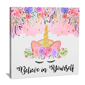 Diamond Art for Kids, Unicorn Diamond Painting Set, Gem Painting with Number Guide for Relaxation and Motor Skills, Believe in Yourself Unicorn Kit 12 x 12 Inches - Cogni Play