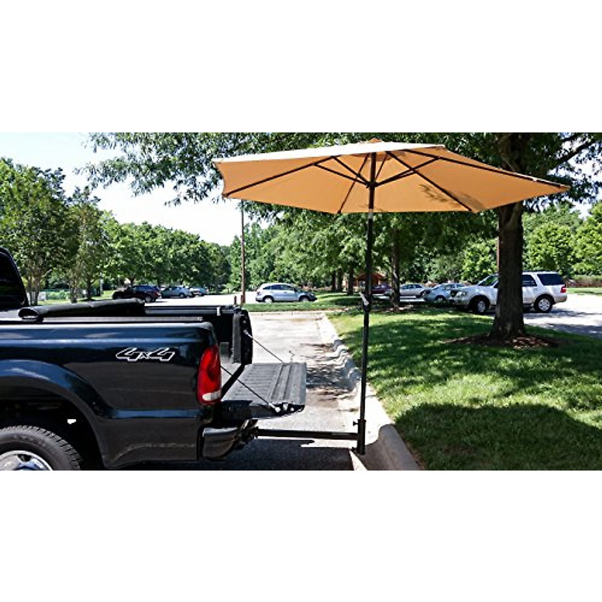 Camco Durable Hitch Mount Umbrella Holder- Sturdily Supports Large Patio and Outdoor Umbrellas on Your Hitch, Great For Traveling, Tailgating and Outdoor Events (51958)