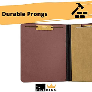 The File King Classification Folders 2 Divider Letter Size - Carnelia Red, 10 Pack | Employee File Folders with Dividers | Top Tab Pressboard Classification Folders | 2" Fastener Prongs | USA Made
