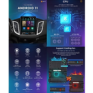 Android 11 Car Stereo GPS Sat Nav for Mondeo Mk4 2011-2013 Touchscreen Multimedia Player Support WiFi Bluetooth Mirror Link TPMS CarPlay + Front and Rear Double Recording DVR,TS2 2+32GB