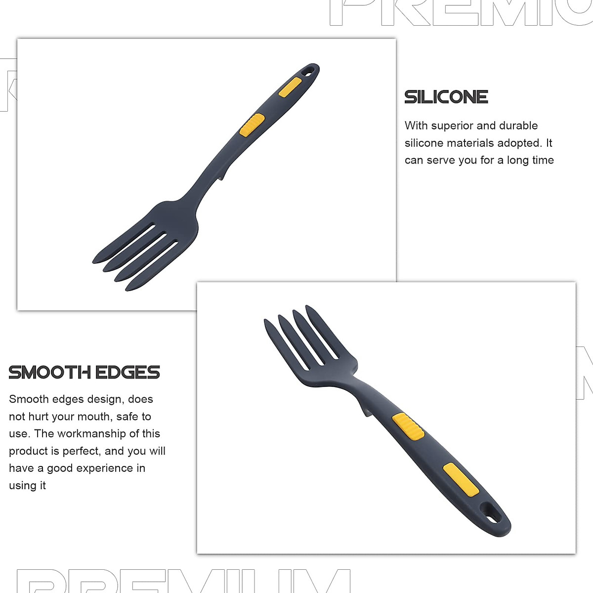 Hemoton Kitchen Gadget Noodle Cooking Fork Silicone Cooking Fork Cooking Spoon Non Stick Salad Fork Noddle Grabber