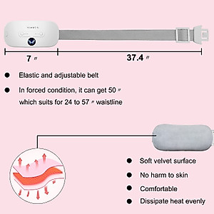 Portable Cordless Heating Pad for Cramps, Electric Waist Belt Device, Fast with 3 Heat Levels and Massage Modes, Back or Belly Women Girl(White)