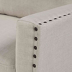 Tulib Symmetrical Sectional Sofa with Ottoman, L-Shaped Rivet Modern Upholstered Couch Set with Cushions, for Living Room, Beige