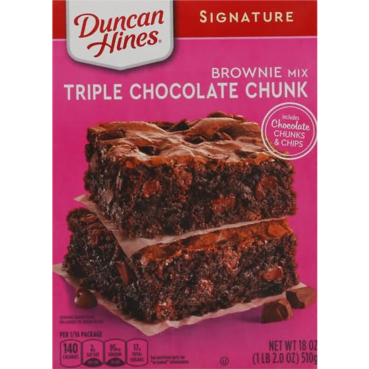 Duncan Hines Signature Triple Chocolate Chunk Brownie Mix, 18 OZ