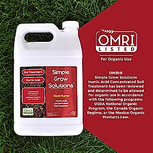 Simple Lawn Solutions Root Hume- Simple Grow Solutions - Concentrated Humic Acid - Liquid Carbon - Simple Grow Solutions- Natural Lawn & Garden Treatment - Plant Food Enhancer- Turf Grass Soil Conditioner (1 Gallon)