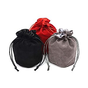 zmgmsmh Drawstring Dice Bag Chess bag small pouch hold chess pieces velvet Fabric Dice Pouch cosplay coin pouch Velvet Jewelry Bag Red/Grey/Black (3, Multicolor)