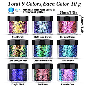Chunky Glitter for Epoxy Resin,9 Boxs Chameleon Colors Shift Chunky Glitter Mixed Fine Glitter, Holographic Iridescent Glitter Flake Sequin for Tumbler Craft, Nails, Makeup