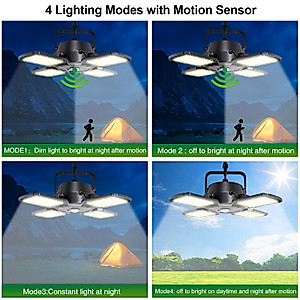 Latband Solar Pendant Lights Outdoor Indoor with Remote Control, Solar Powered Shed Light 120° Adjustable 1000LM IP65 Waterproof Solar Motion Sensor Lights 4 Lighting Modes for Home Yard Barn Gazebo