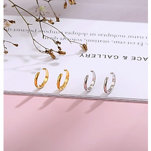 Minimalist Cuff Clip On 925 Sterling Silver Small Hoop Earrings for Women Teen Girls Cartilage Fashion Wrap No Piercing Ear Hypoallergenic (Silver)