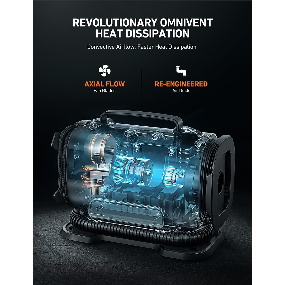 AstroAI Tire Inflator Portable Air Compressor Pump 150PSI 12V DC/110V AC with Dual Metal Motors &LED Light， Automotive Car Accessories&Two mode for car, bicycle tires and air mattresses, Yellow