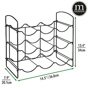 mDesign Metal Wire Free-Standing Water Bottle Rack - Storage Organizer for Kitchen Countertops, Matte Black
