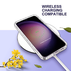 ULAK Compatible with Samsung Galaxy S23 Case,Bling Sparkle Women Girls Heavy Duty Shockproof Hybrid Soft TPU Bumper Drop Protection Transparent Phone Case for Galaxy S23 5G 6.1 inch - Clear Glitter