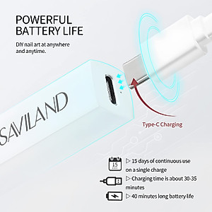 SAVILAND U V Light for Nails: Handheld Gel X Lamp for Gel Nails Flash Cure Lamp for Gel Nails LED Nail Lamp Portable Mini Nail Dryer Gel Polish Nail Glue Gel USB Flashlight Home DIY Manicure Nail Art