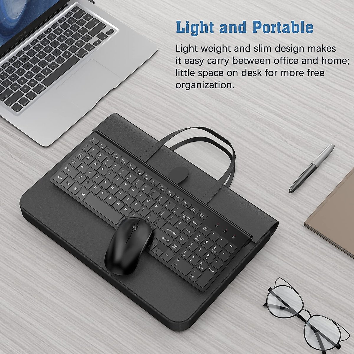 Rechargeable Wireless Keyboard and Mouse Combo- J JOYACCESS 2.4G Compact Quiet Slim Wireless Keyboard Mouse Combo for Laptop,PC,Desktop,Computer,Windows- Black
