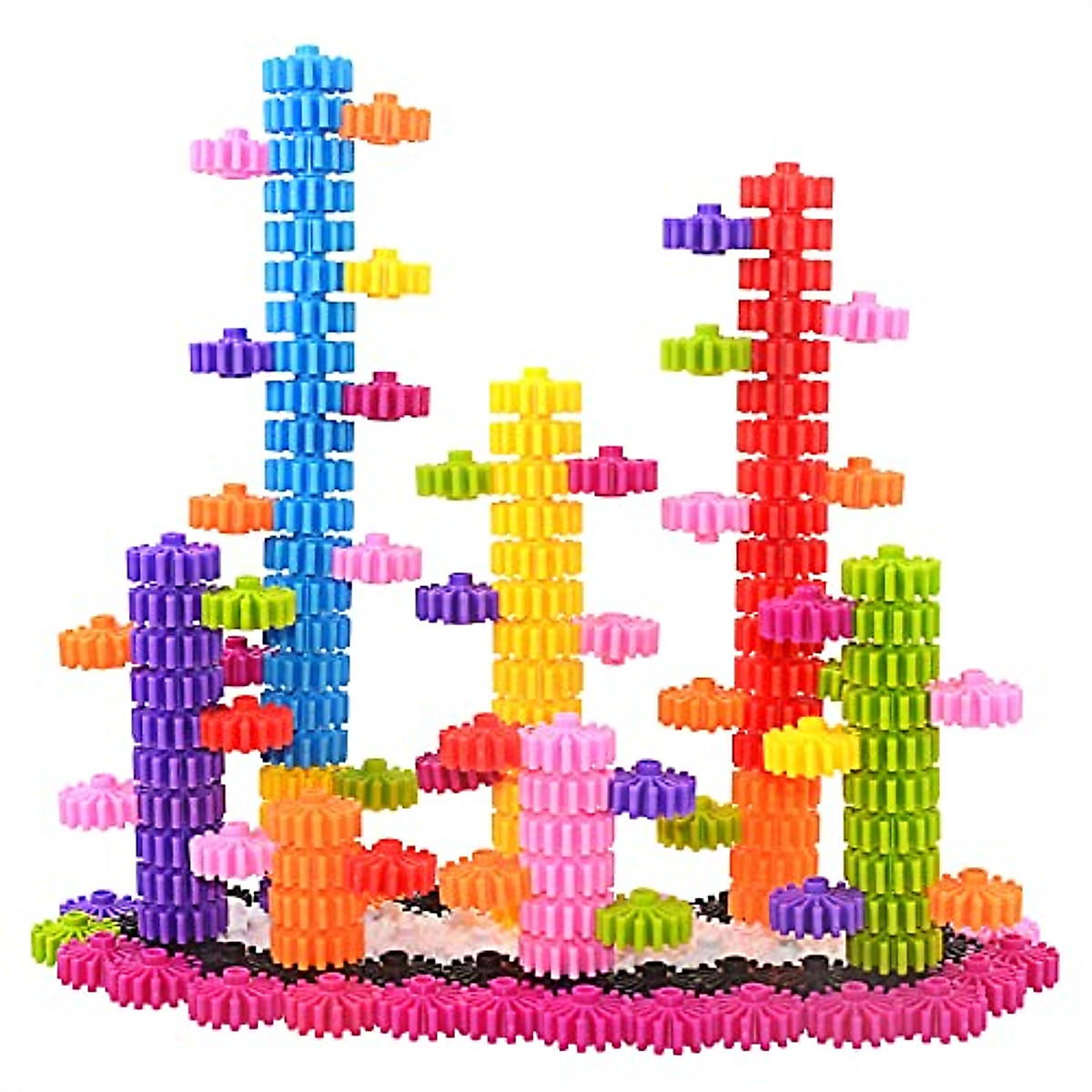 KASHIAOTE Gears Interlocking Learning Set, STEM Construction Toy Set - Building Kids Toys 180 Pcs - 10 Colors