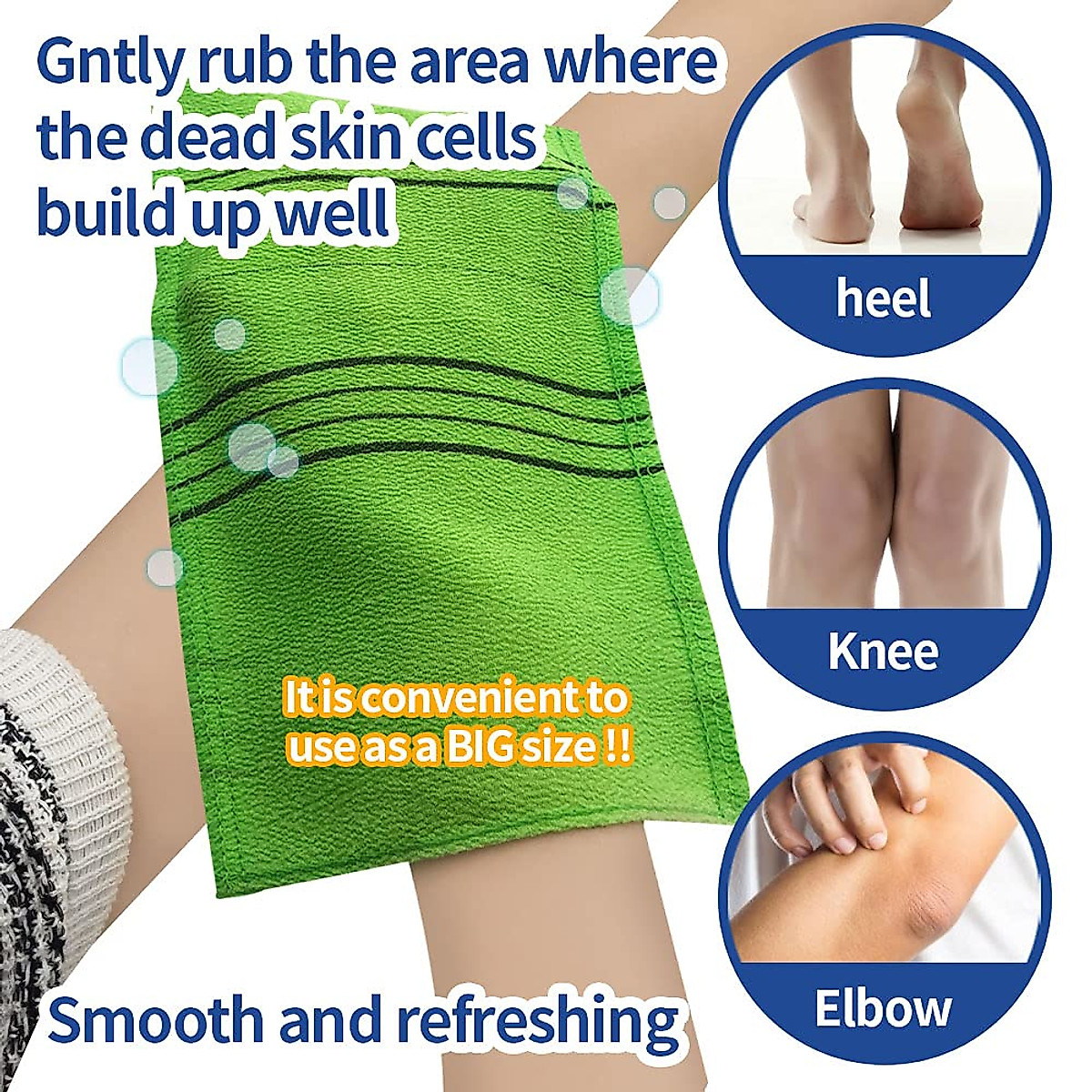 FOUBA Asian Exfoliating Bath Washcloth (Large Green - 4 pcs)