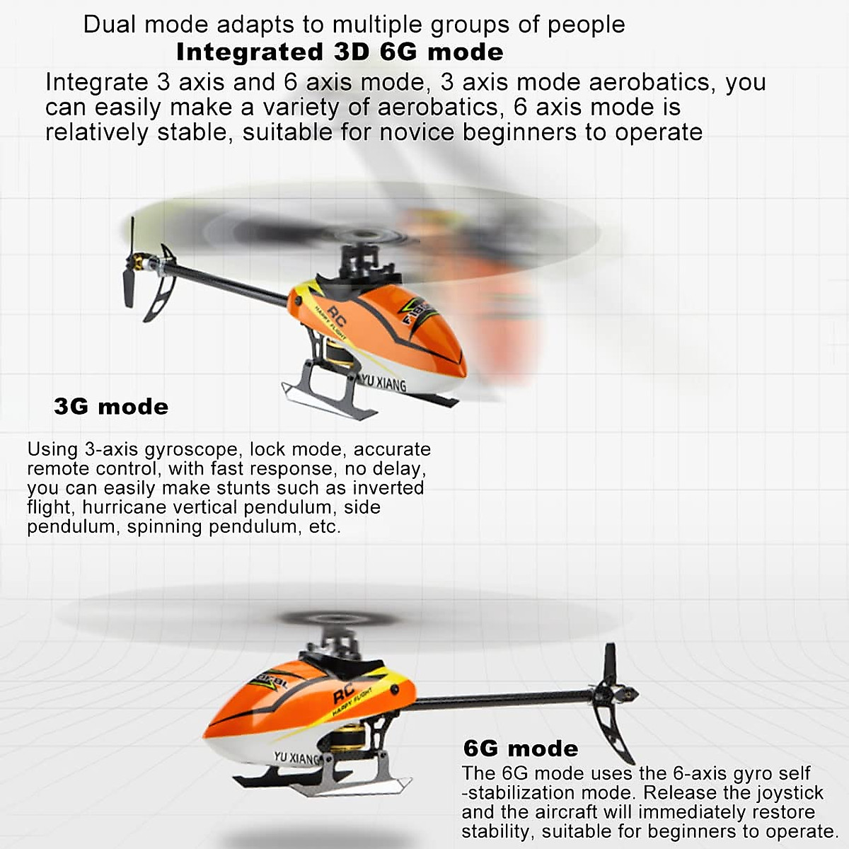 ZOSTER Electric RC Helicopter Model YUXIANG F180V2 2.4G 6CH 3D 6-Axis Dual Brushless Motors RTF Version Aileronless Aerobatic Helicopter Model for Kids Adult, Orange, 40 x 10 x 9 cm