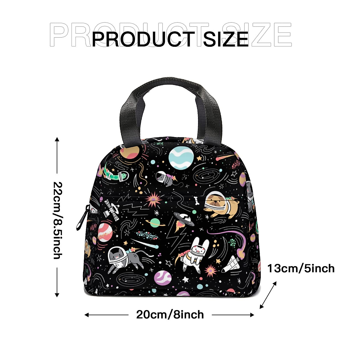 Giwawa Outer Space Lunch Bag for Boys Cat Dog Animal Lunch Box Insulated Lunch Box Lightweight Lunch Organizer Cooler Bag Kid School Women Men Adult