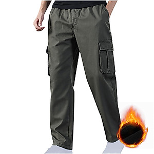 Men's Sherpa Fleece Lined Cargo Pant Outdoor Casual Military Combat Work Ski Hiking Pants Thermal Hiking Pants Winter Mens Pants Cargo Pantalones De Hombre Cortos Army Green