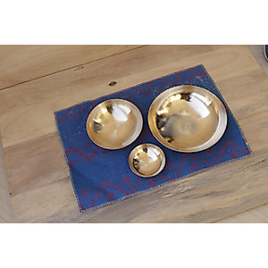 De Kulture Ayurveda Pure Kansa Bronze Nested Bowls Set of 3 for Biryani, Ramen, Noodle, Macaroni, Spaghetti and Pasta, Ideal for Serving & Dining Table Decoration