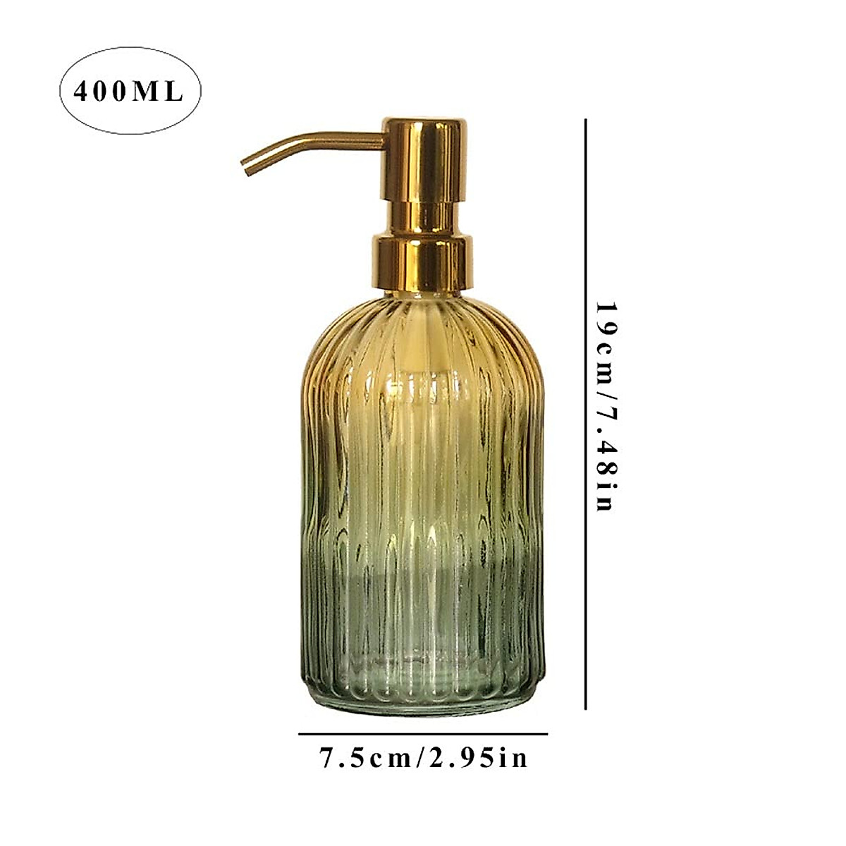 Soap Pump Dispenser Hand Soap Dispenser Clear Glass Soap Dispenser Stainless Steel Gold Pump Refillable Liquid Soap Dispensers for Bathroom Kitchen Hotel Lotions Bottles Dispenser