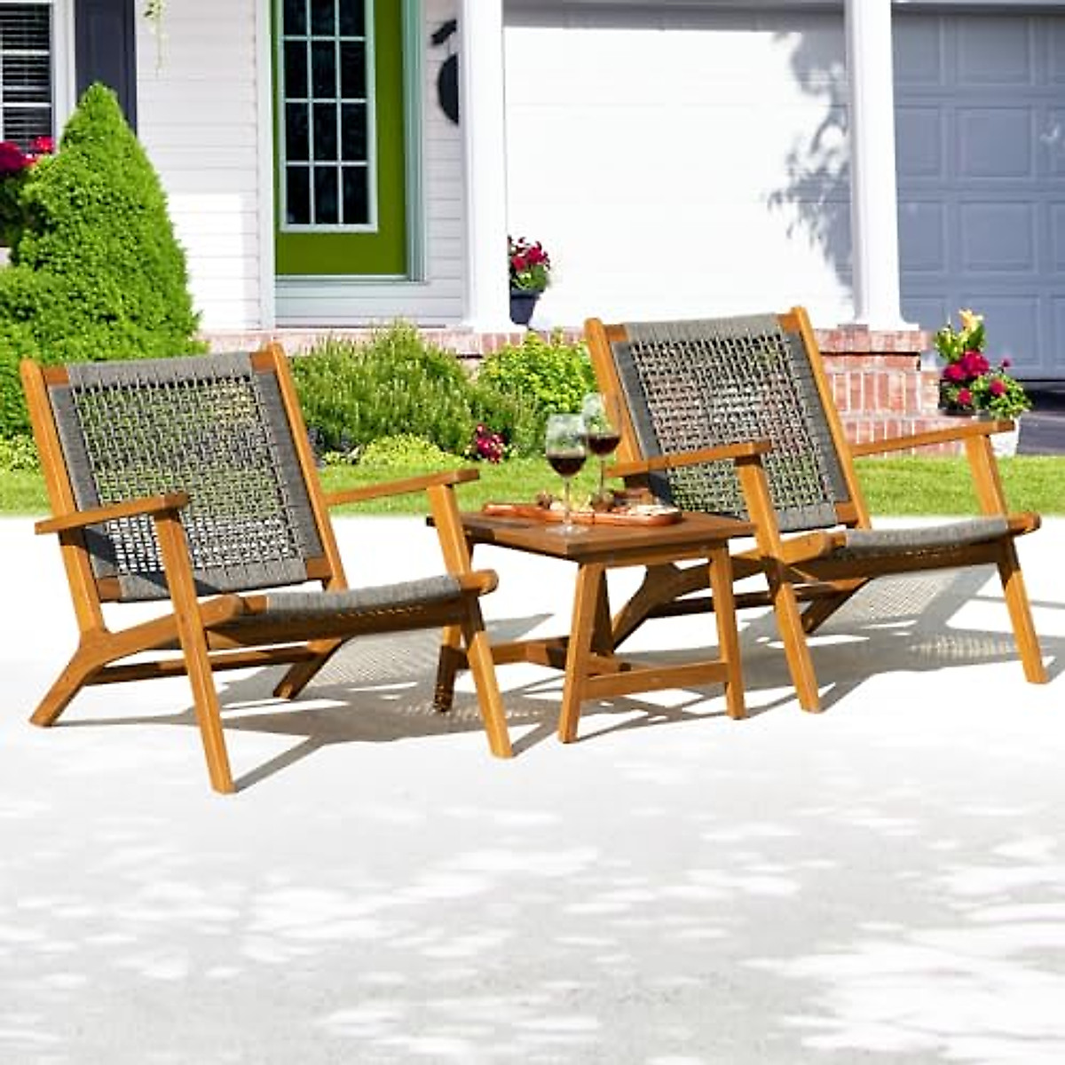 IDZO Reclining Design Heavy Duty 400lbs Capacity Patio Bistro Set 3 Piece Outdoor