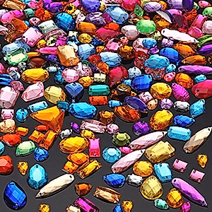 500 Pieces Sewing Gems Acrylic Sewing Crystal Mixed Shapes Sew On Rhinestones with 2 Holes for Clothes Sewing Beads Decorations (Multicolor)