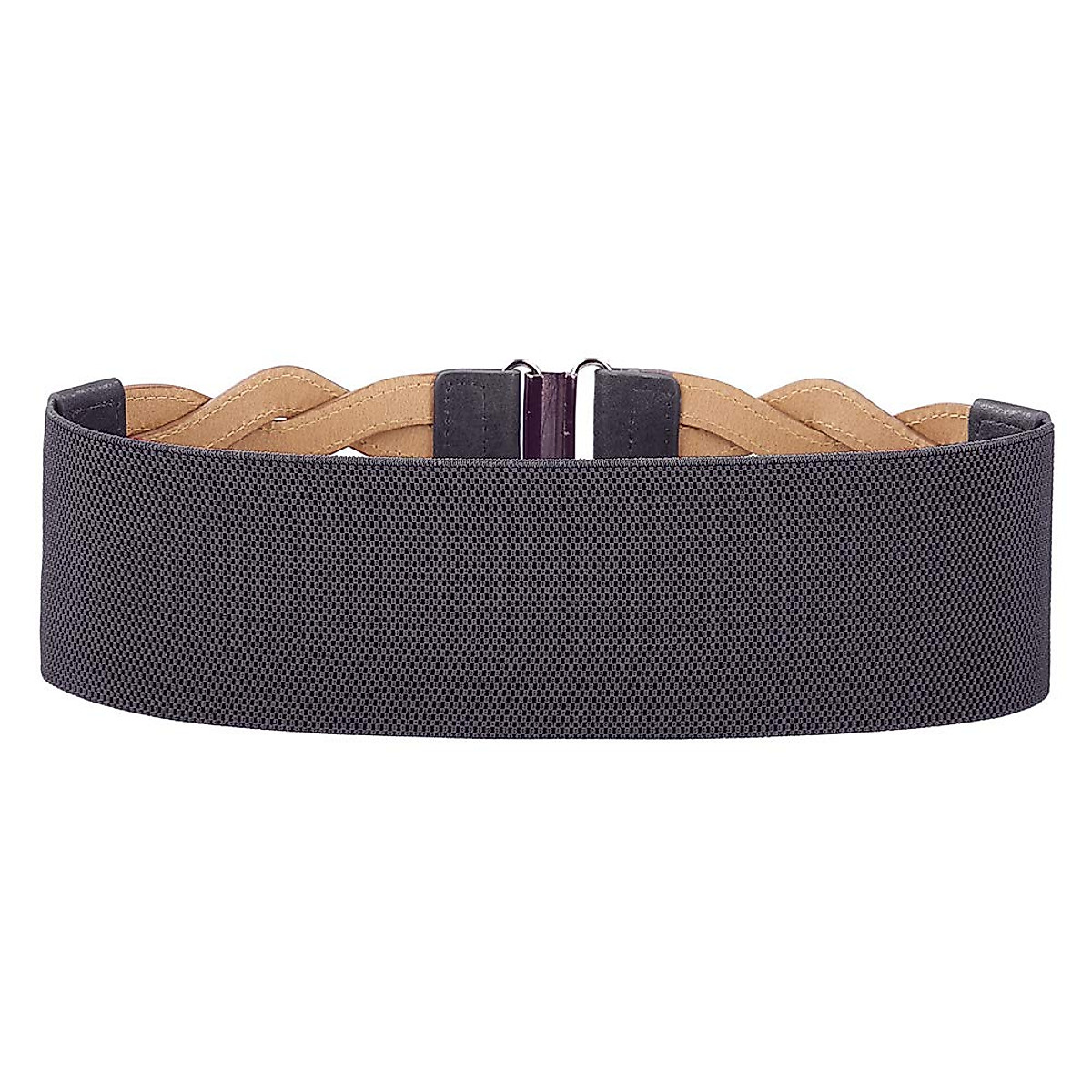 GRACE KARIN Women's Elastic Vintage Belt Stretchy Retro Wide Waist Cinch Belt(Pewter,S)