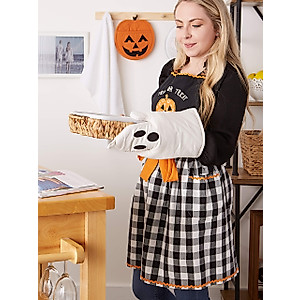 DII Halloween Cooking & Baking Collection Kitchen Accessories, Apron & Oven Mitt Set, Skeleton, 2 Piece