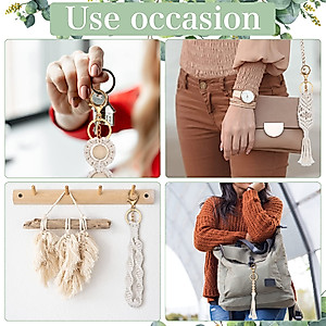 Junkin 16 Pack Mini Macrame Keychains Cute Boho Macrame Bag Charms Handcrafted Aesthetic Boho Car Accessories Boho Keychain for Women Tassel Keychain for Car