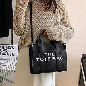 CASTNICH The Tote Bag for Women, Leather Tote Bag Black with Zipper, Women's Tote Bag Sturdy Durable Waterproof Cute Handbag, Tote Purse Crossbody Shoulder Bag for School, Work, Travel