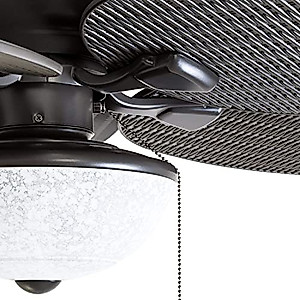 Honeywell Ceiling Fans Inland Breeze, 52 Inch Tropical Indoor Outdoor Ceiling Fan with Light, Pull Chain, Three Mount Options, Weather Resistant Blades - 50510-01 (Bronze)