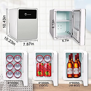 FavorCOOL Mini Fridge 8L, Makeup Skincare Fridge 110V AC/ 12V DC Portable Small Refrigerator Cooler Warmer for Skin Care, Cosmetics, Beverage, Desktop Accessory for Home Office Dorm Travel