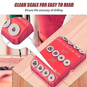 BestMal Drill Guide Jig, 4 Bits for Straight and 30 45 90 Degree Angled Holes, 4 Sizes, All Metal Jig for Stairs Handrail, Cable Railing, Deck, Wood Post and Lag Screw