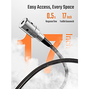 TopTes PT520A+ Rechargeable Gas Leak Detector, Natural Gas Detector with 17-inch Probe, Checking Combustible Gas Leaks Like Natural Gas, Propane, Methane, Butane for Home, HVAC and RV - Orange