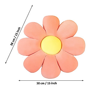 Flower Pillow, Flower Shaped Throw Pillow Flower Floor Pillow Soft Seating Cushion Room Decor Plush Pillow for Bedroom, Sofa, Bed, Reading (15 inch, Pink)
