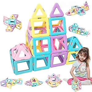 Magnetic Toys Magnet Tiles -3D Macaron Colors Learning & Development Building Blocks, Preschool Educational Construction Kit for Boys Girls Toddlers Gifts(30-Piece)-18