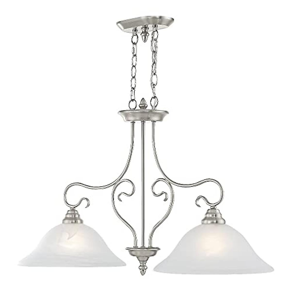 Livex Lighting 6132-91 Island Pendant with White Alabaster Glass Shades, Brushed Nickel 21.25x34.50x13.00
