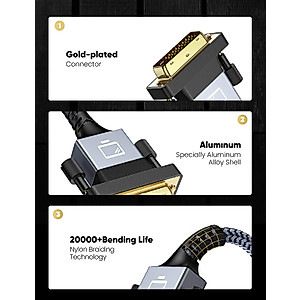 Capshi HDMI A to DVI Adapter Cable 6FT, High-Speed Gold-Plated Plug and Play Bi-Directional Nylon Braid 1080p, DVI to HDMI Adapter for Televison/Monitor/Video Card/Graphics Card