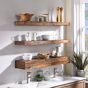 northbeam Distressed Floating Shelf Set with Hidden Storage (3 Pcs)