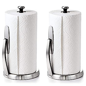OXO Good Grips SimplyTear Standing Paper Towel Holder, Brushed Stainless Steel (2 Pack)