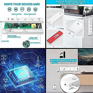 ASOUNUSE Smart Power Strip, 65W USB C Charger for iphone15/14, MacBook and Samsung, Fast Charging Station with 2 USB C, 1 USB A Ports and 3 Smart Outlets, Works with App, Alexa, Google Home & Siri.