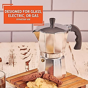 Imusa USA Aluminum Stovetop 6-cup Espresso Maker (B120-43V), Silver