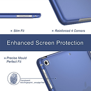 Soke Case for iPad 6th/5th Generation 2018/2017, [Slim Trifold Stand + Auto Wake/Sleep], Premium Protective Hard PC Back Cover for Apple 9.7-Inch iPad Air 2 & Air 1 (Navy)